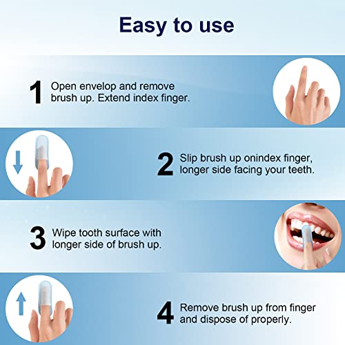 MySmile 100pcs Teeth Wipes Disposal Finger Brush Deep Cleaning Teeth Wipes Oral Brush Up Tooth Wipes for Teeth Cleaning Mint Flavor