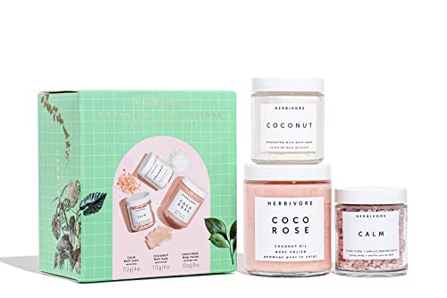 Herbivore Botanical Bath Ritual Set - Includes Coconut Bath Soak, Coco Rose Body Polish & Calm Bath Salts