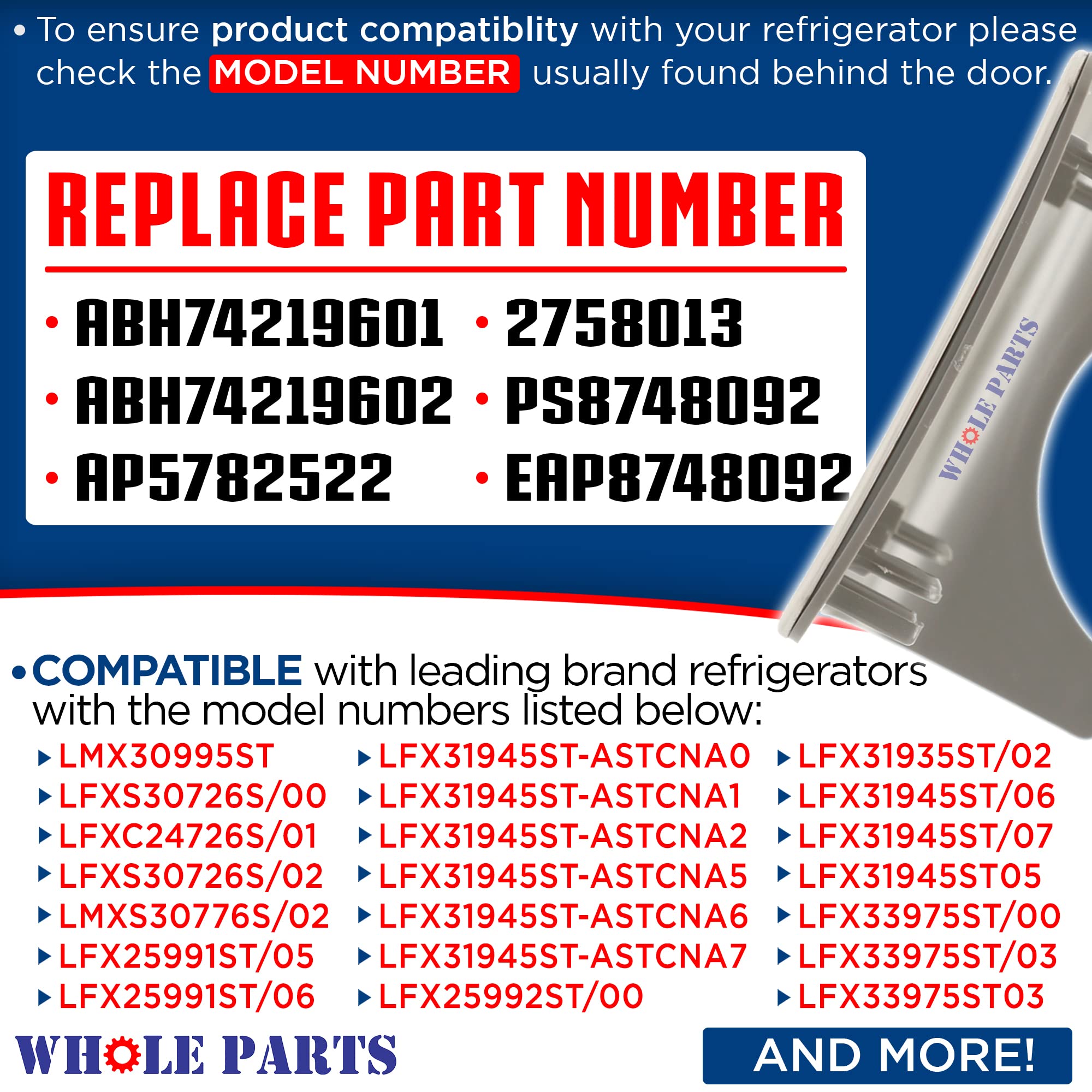 Whole Parts Refrigerator Button Assembly, Water Dispenser Lever Part# ABH74219603 - Replacement and Compatible with Some Bosch and Kenmore Refrigerators