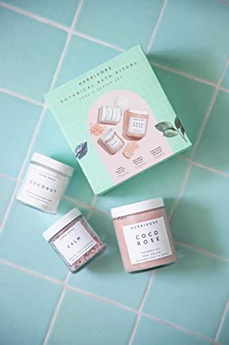 Herbivore Botanical Bath Ritual Set - Includes Coconut Bath Soak, Coco Rose Body Polish & Calm Bath Salts