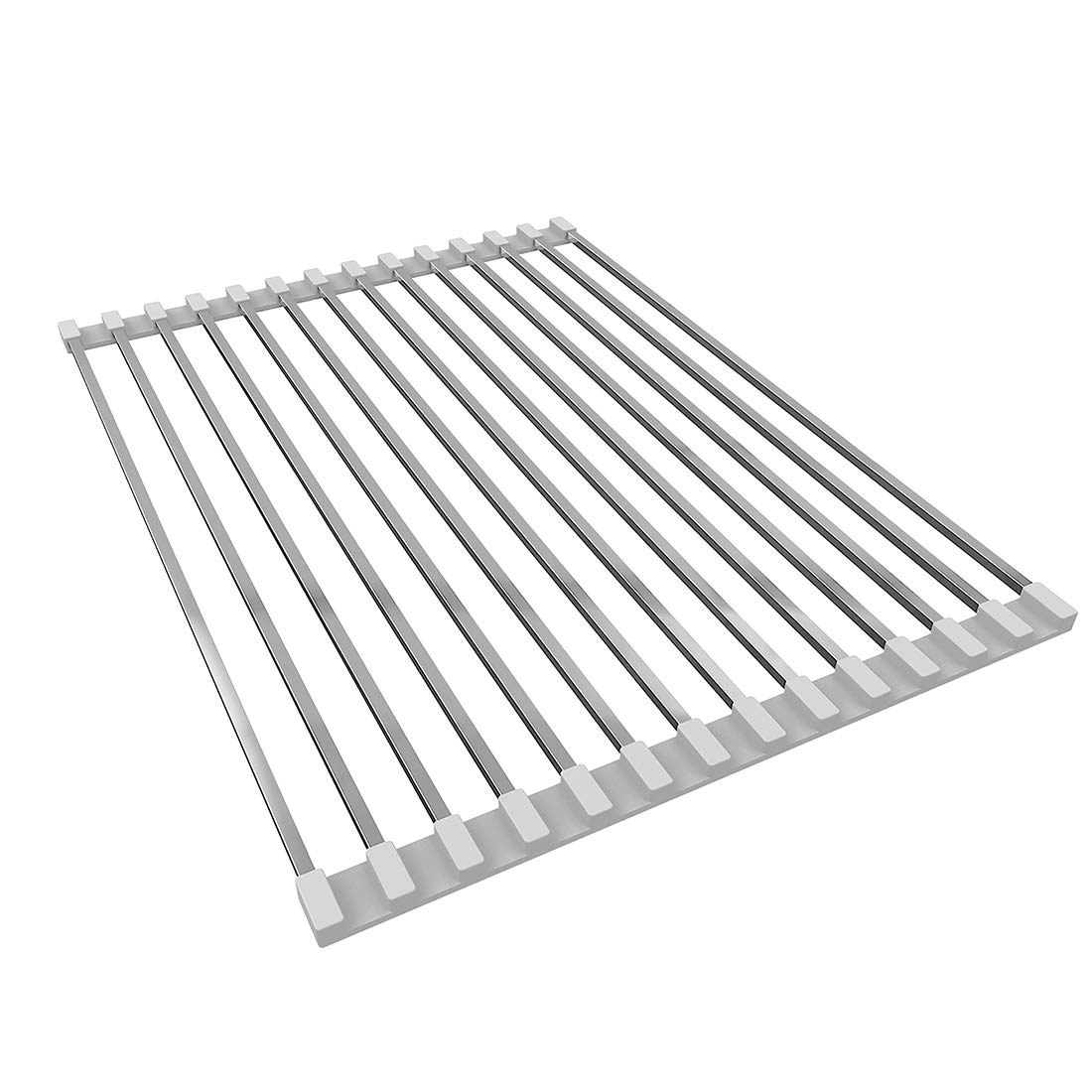 Roll Up Dish Drying Rack, 17 inch Stainless Steel In Sink Dish Drying Rack, Multipurpose Foldable Kitchen Sink Rack Mat for Dishes, Cups, Fruits Vegetables, Multi-Use Drying, Draining