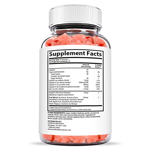 Justified Laboratories Lifetime Keto Max Gummies 448MG Contains Organic Bamboo Acai Berry with Pomegranate Juice 60 Gummys