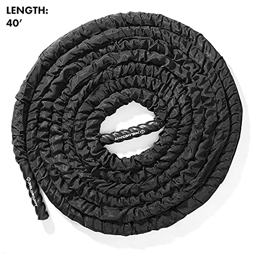 Philosophy Gym 40 Foot Exercise Battle Rope 2 Inch Diameter with Cover and Anchor Kit