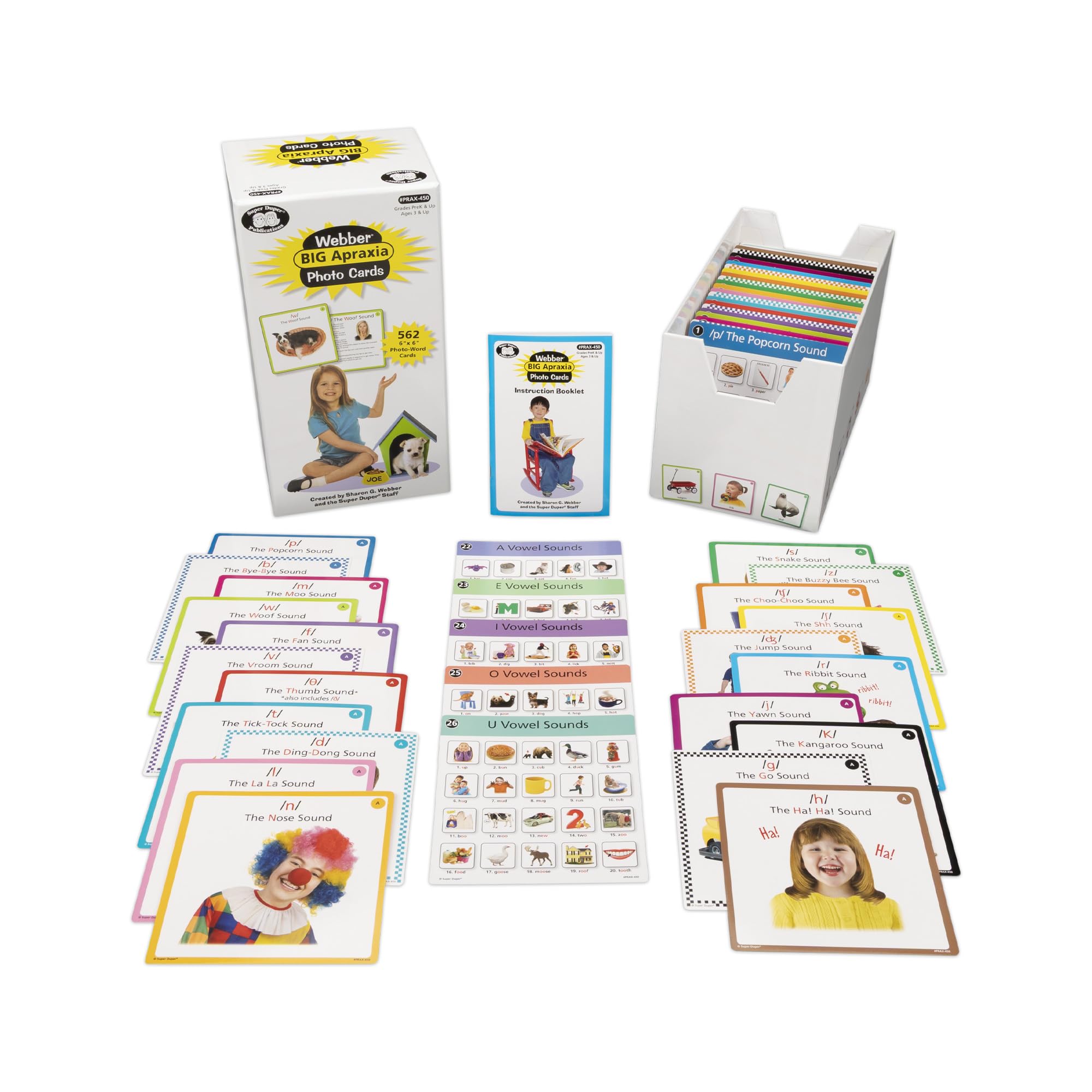 Super Duper Publications | Webber® Big Apraxia Photo Cards | Organized Words by Syllable for Ease of Speech Production | Vowels and Consonants | Basic Syllable Shapes | Activities with Instructions