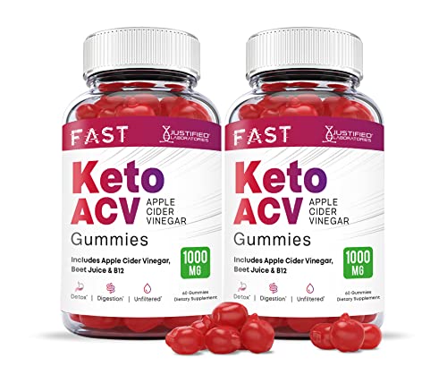 Justified Laboratories (2 Pack) Fast Keto ACV Gummies 1000MG with Pomegranate Juice Beet Root B12 120 Gummys