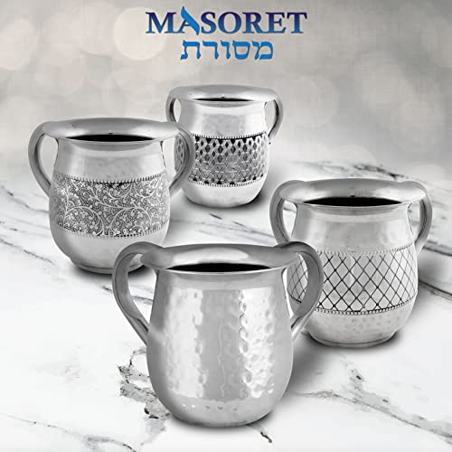UNBREAKABLE WASHING CUP: 6.5-Inch Tall Elegantly Brushed 2-Handle Wide-Mouth Ritual Cleaning Water Vessel