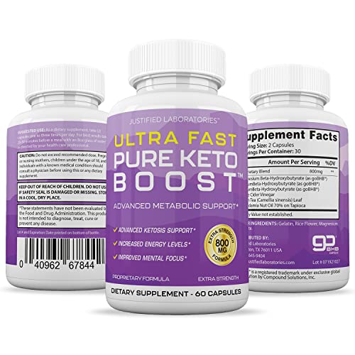 Ultra Fast Pure Keto Boost Pills Advanced BHB Ketogenic Supplement Exogenous Ketones Ketosis for Men Women 60 Capsules 10 Bottles