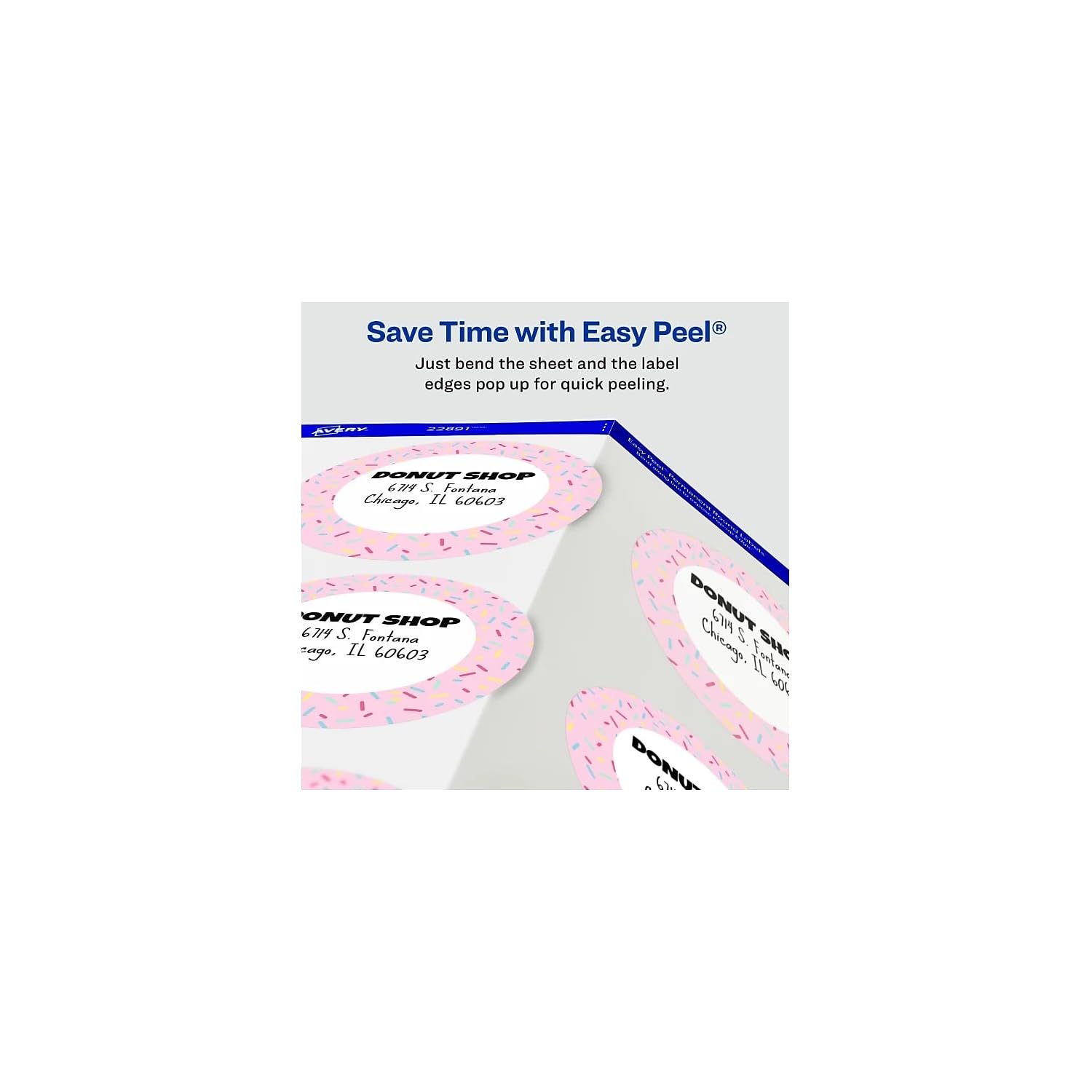 Avery Glossy White Labels with Sure Feed Technology, 3" Round Labels, Print to The Edge, Laser/Inkjet, 60 Labels (22891)