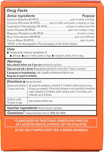 Hyland's Leg Cramps Tablets, Natural Relief of Calf, Leg and Foot Cramp, 50 Count