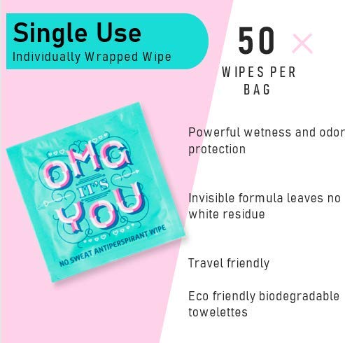 LA Fresh Travel Lite Antiperspirant Wipes Made With Clear Formula, Pack of 50 Individually Wrapped Wipes for Adults, Men And Women Travel Essentials