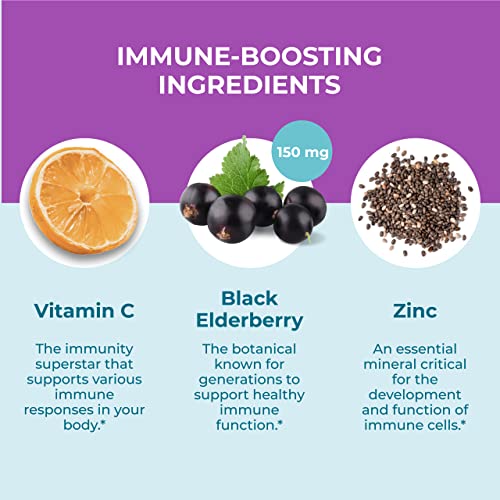 Hyland's Naturals Organic Elderberry Plus Gummies, Organic Black Elderberry with ZINC and Vitamin C, Immune Support Supplement for Adults, 60 Vegan Gummies (30 Days)