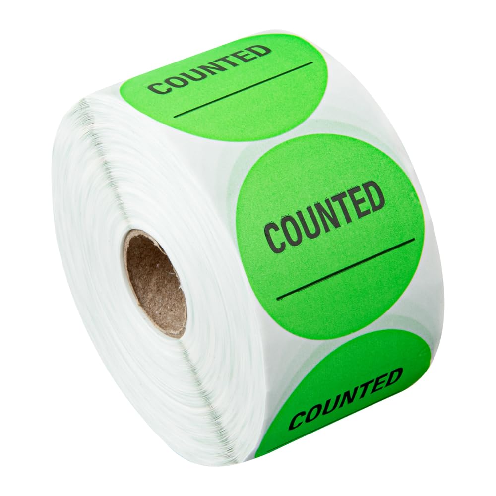 Restaurantware Label Tek 2 x 2 Inch Packaging Stickers 1000 Premium Shipping Labels - Counted Sustainable Green Paper Inventory Stickers High-Visibility with Strong Adhesives