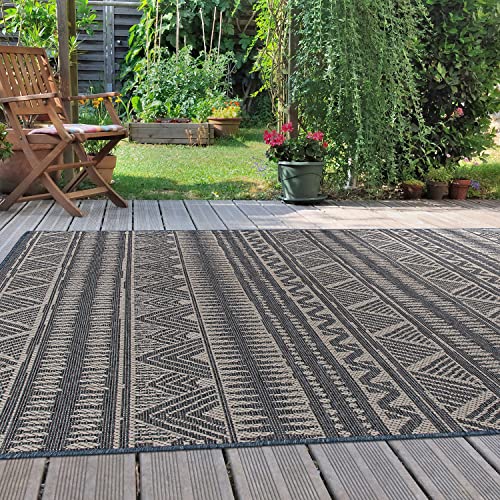 Rugshop Geometric Bohemian Indoor Outdoor Rug – Bohemian Area Rug/Outdoor Rug Deck Rugs, Non-Shedding Balcony Rugs, Boho Patio Rug, 7'10" x 10' Blue