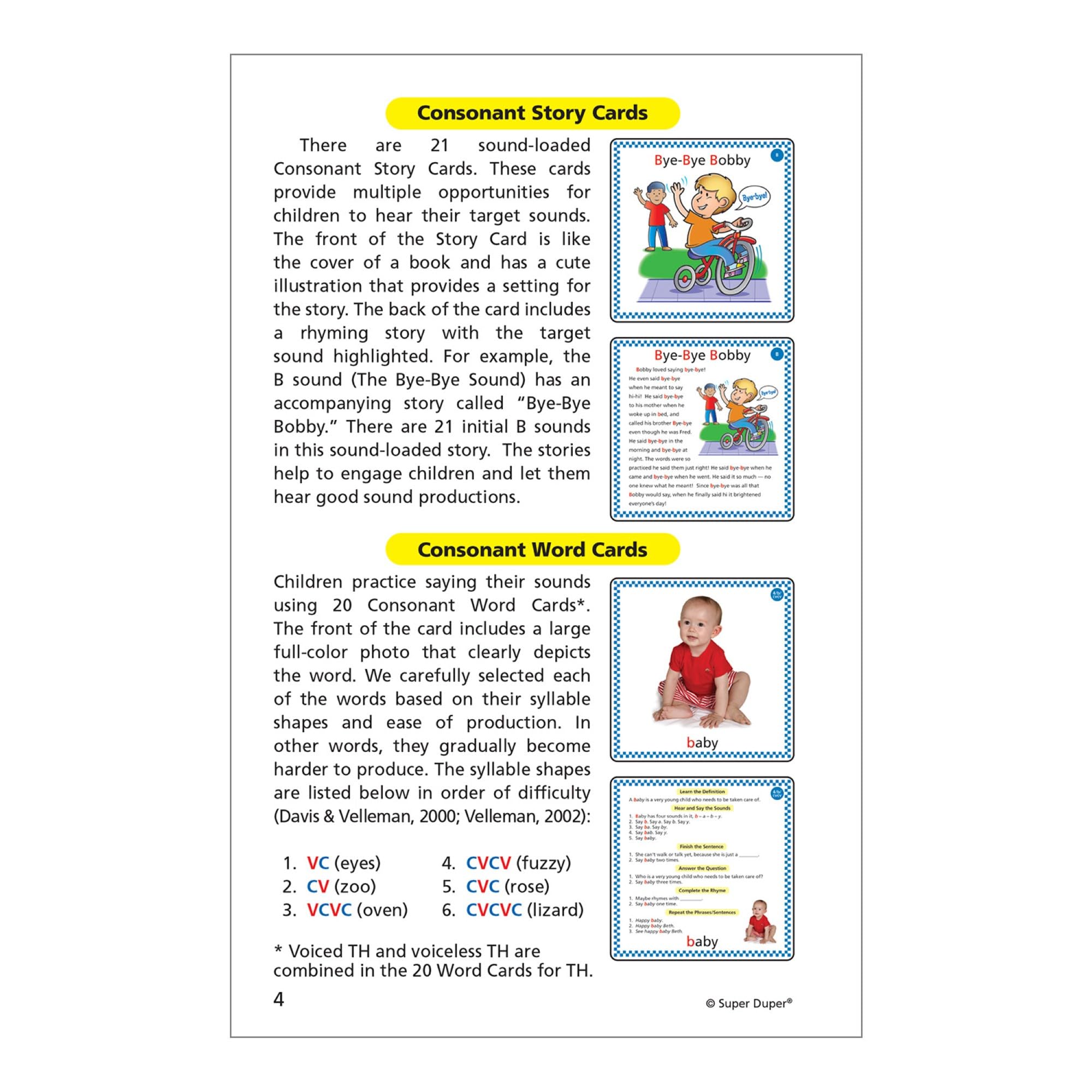 Super Duper Publications | Webber® Big Apraxia Photo Cards | Organized Words by Syllable for Ease of Speech Production | Vowels and Consonants | Basic Syllable Shapes | Activities with Instructions