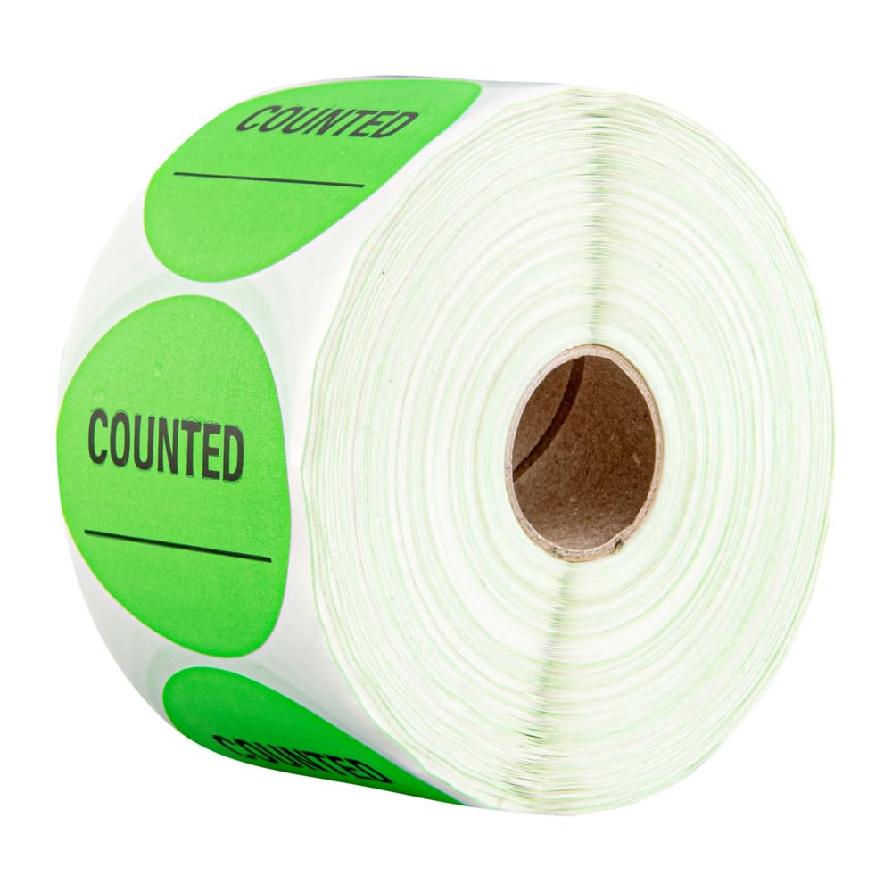 Restaurantware Label Tek 2 x 2 Inch Packaging Stickers 1000 Premium Shipping Labels - Counted Sustainable Green Paper Inventory Stickers High-Visibility with Strong Adhesives