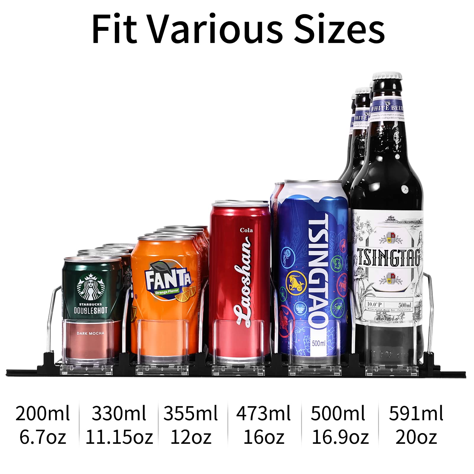 Soda Can Organizer for Refrigerator, Upgrade Beverage Drink Organizer for Fridge-Anti Scratch, Spring Pusher Drink Dispenser Beer Bottled Water POP Can Organizer for Refrigerator/Pantry Hold 25 Cans