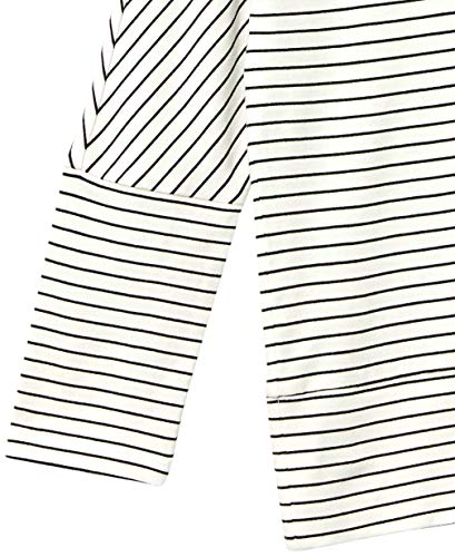 Daily Ritual Women's Supersoft Terry Dolman Cuff Sweatshirt, White/Black, Stripe, Small
