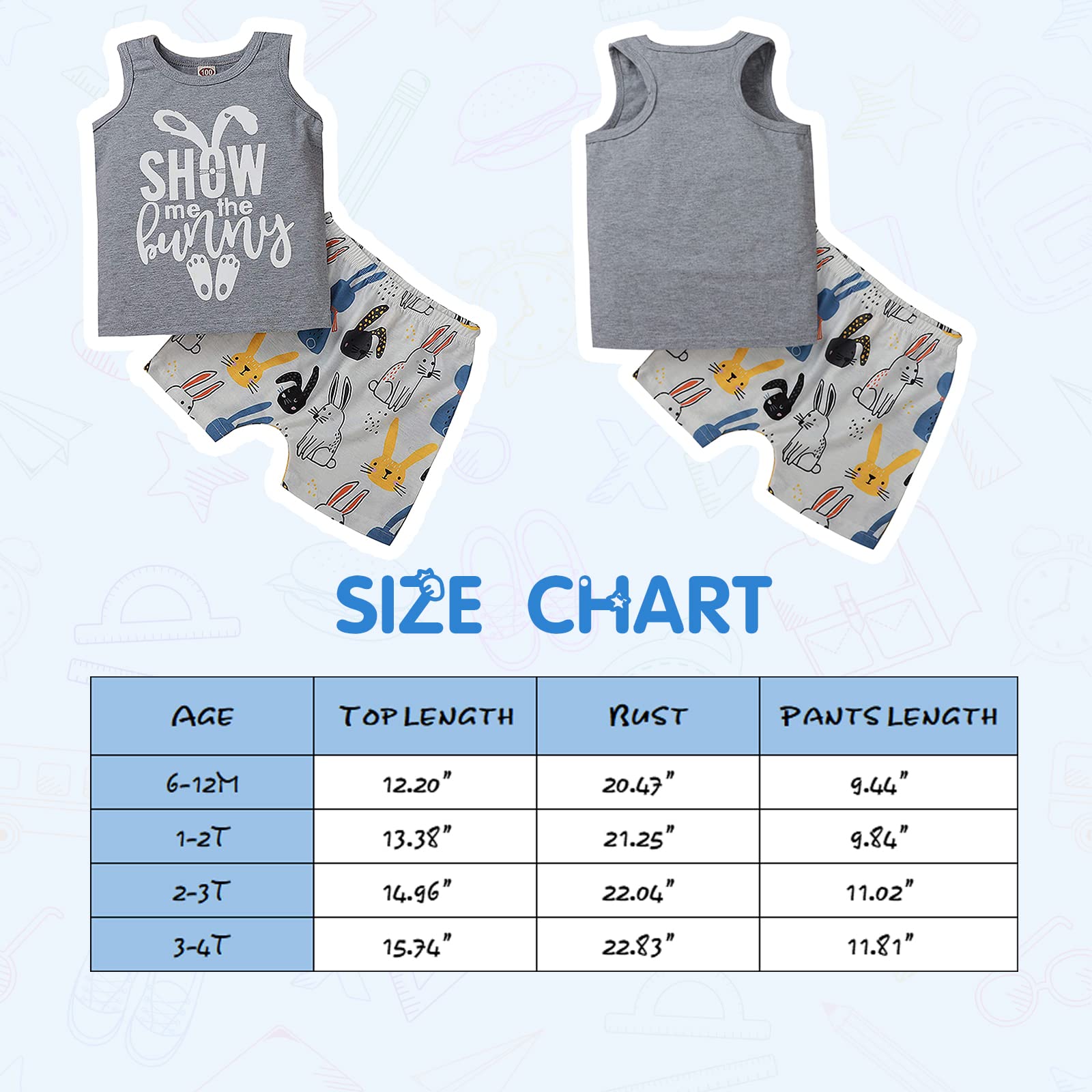 Toddler Baby Boy Girl Easter Shirt Top ＋Bunny Pants Unisex Summer Clothes Outfit Sets 2Pcs