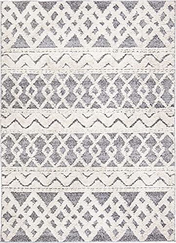 Rugshop Boho Tribal Geometric High-Low Soft Area Rug 5' x 7' Gray