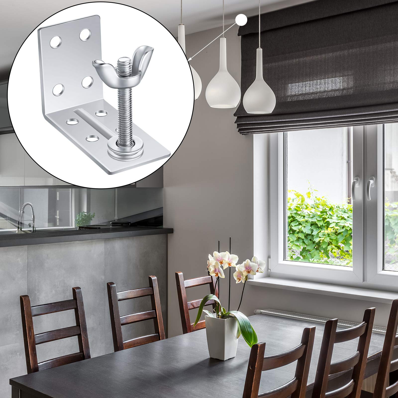 Roman Shade Wall L Bracket and Wingnut Ceiling or Wall Mount Brackets Mounting Installation L-Brackets for Roman Shade Home Window Drapery Use (4)