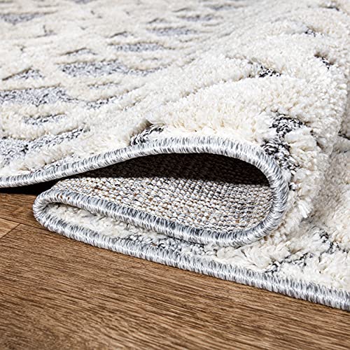 Rugshop Boho Tribal Geometric High-Low Soft Area Rug 5' x 7' Gray