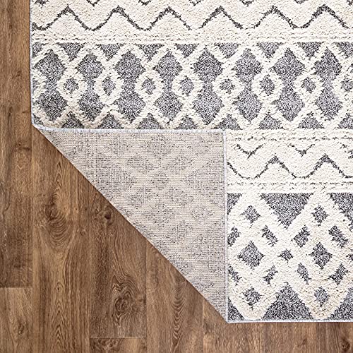Rugshop Boho Tribal Geometric High-Low Soft Area Rug 5' x 7' Gray