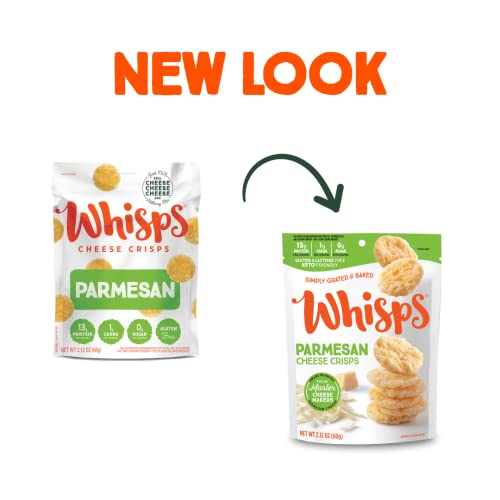 Whisps Cheese Crisps - Parmesan Cheese Snacks, Keto Snacks, 13g of Protein Per Serving, Low Carb, Gluten & Sugar Free, Great Tasting Healthy Snack, Parmesan Chips, All Natural Cheese Crisps - Parmesan, 9.5 Oz (Pack of 2)
