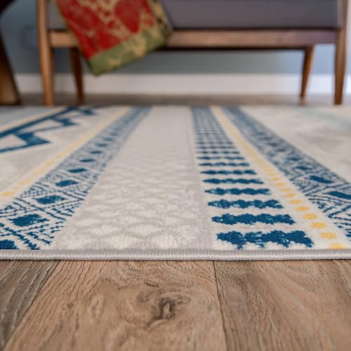 Rugshop Sky Collection Contemporary Bohemian Design Area Rug 7'10" x 10' Blue