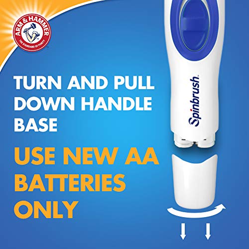 ARM & HAMMER Spinbrush PRO+ Extra White Battery-Operatedā Spinbrush Battery Powered Toothbrush Removes 100% More Plaque- Soft Bristles -Batteries Included
