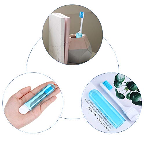 Travel Toothbrush Bulk Folding Toothbrush with Toothbrush Box Soft Potable Travel Size Toothbrush Individually Wrapped Toothbrush for Travel Camping School Home Supplies(4 Pieces)
