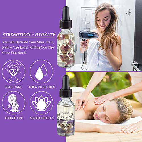 NP NATURES PHILOSOPHY Forget me not Rose Multi Use Body Oil 2 Pack Natural and Organic Essential Oil for Face, Body, Nails Care and Massage - 30ML