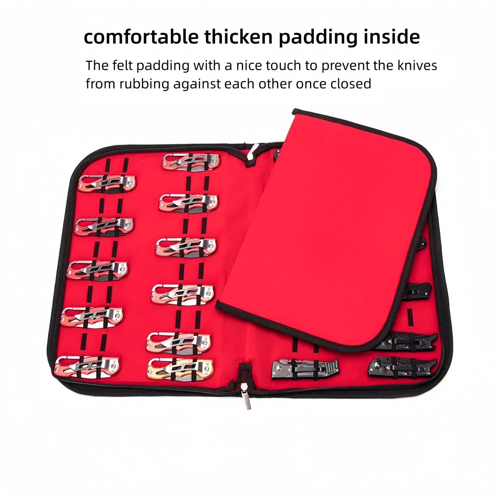 Knife Case, Pocket Knife Display Case, Small Knife Case Storage with 40 Slots, Folding Knife Organizer Holder, Knives Roll Collection Pouch Carrier for Survival,Tactical,Outdoor,Kitchen,EDC Mini Knife