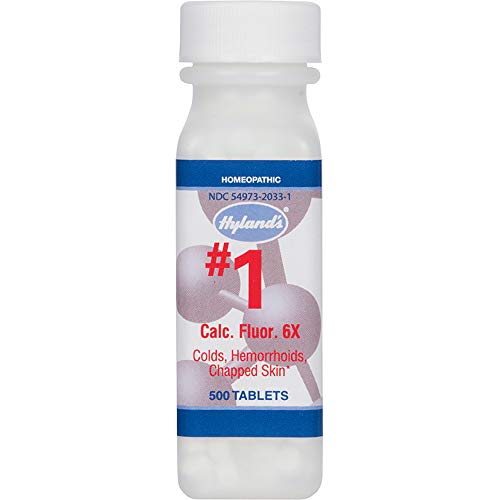 Hemorrhoid Treatment, Homeopathic Relief of Hemorroids, Colds, and Chapped Lips, Hyland's #1 Cell Salt Calcarea Fluorica 6X, 500 Count