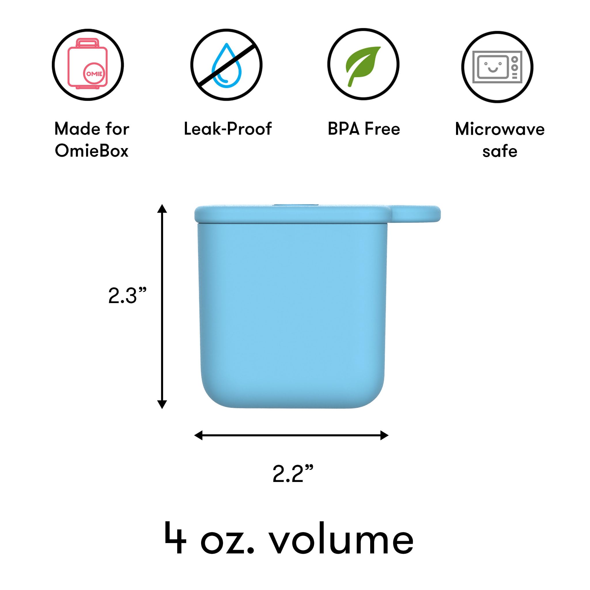 OmieBox (2 pack) Leakproof Dips Containers To Go, Salad Dressing Container, Condiment Container with Lids - Food Safe Silicone - 4 ounces (Pink/Teal)