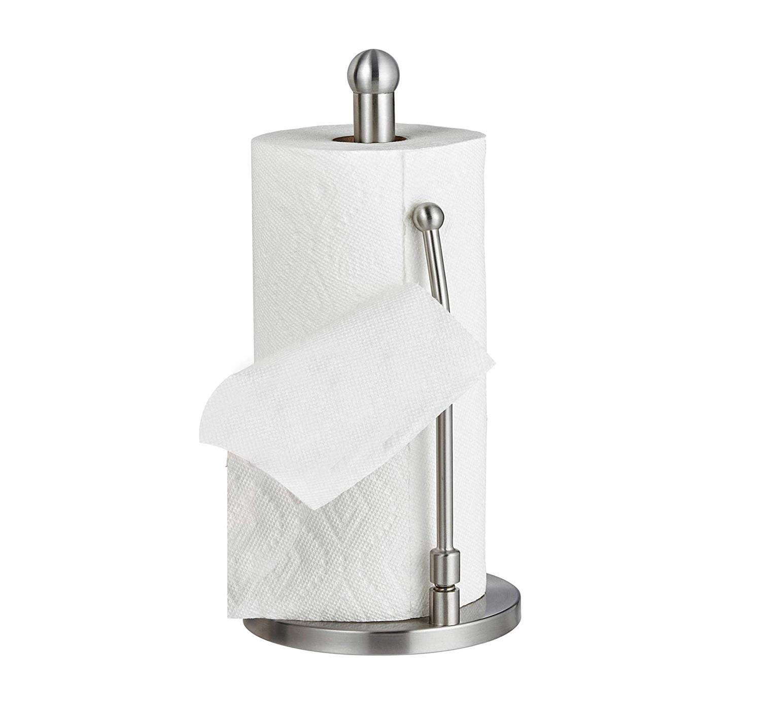 Alpine Countertop Paper Towel Holder - Stainless Steel Kitchen Napkin Roll Dispenser Stand for Home, Office, Bathroom (Steel-Lite)