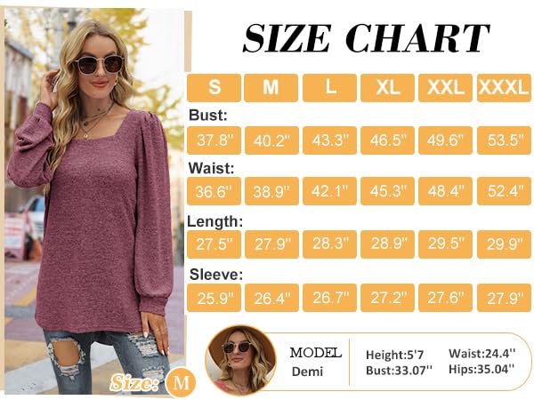 Womens Fall Clothes Trendy Long Sleeve Square Neck Tops 2024 Grey Blue L