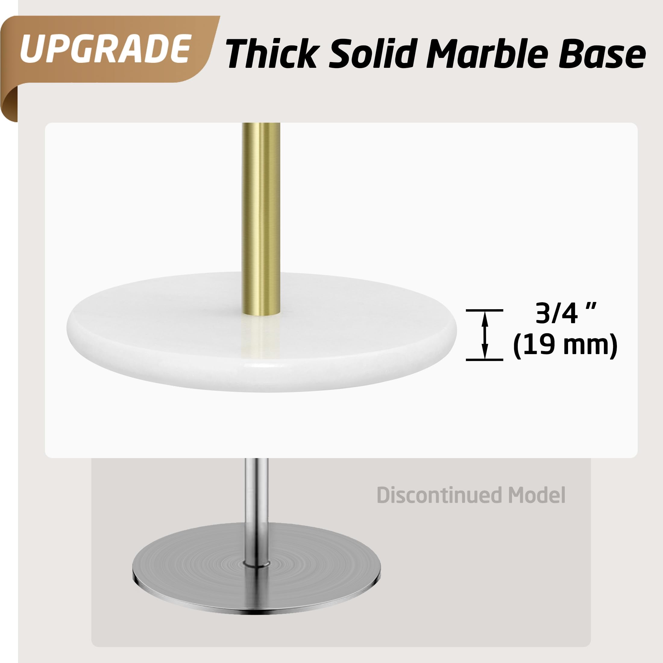 KES Gold Paper Towel Holder Kitchen Standing Paper Towel Roll Holders with Marble Base for Standard or Jumbo-Sized Rolls Brushed Brass, KPH100-BZ