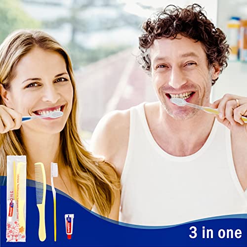 fafortune 20pcs Disposable Toothbrushes with Toothpaste and Comb for Homeless Individually Wrapped-Suitable for Hotel,Air Bnb,Shelter/Homeless/Nursing Home/Charity(20 pcs)
