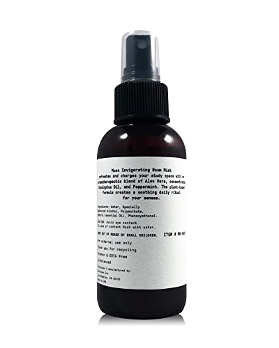 Muse Bath Apothecary Study Ritual - Aromatic and Invigorating Room Mist, 8 oz, Infused with Natural Essential Oils - Aloe + Eucalyptus + Peppermint