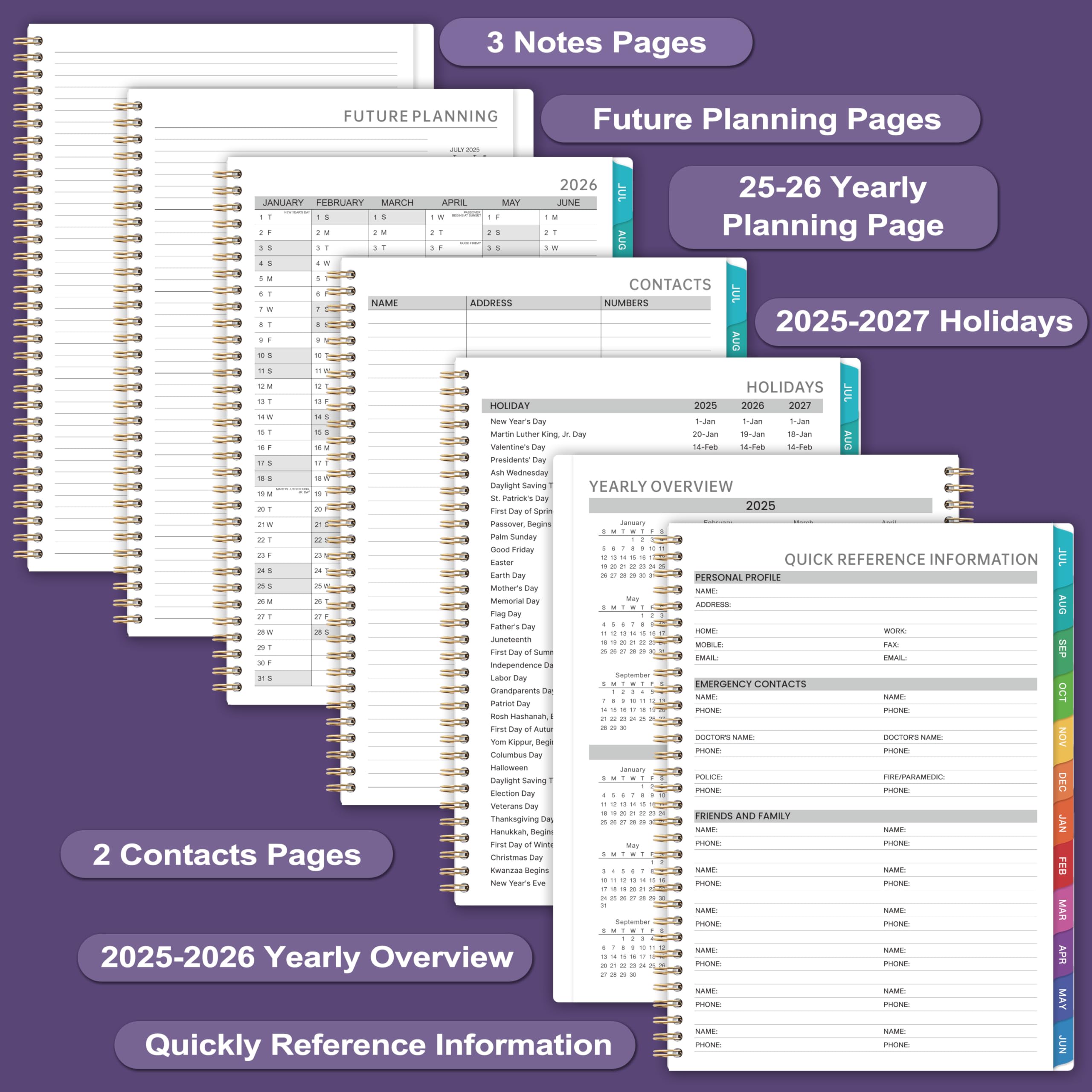 2023 Weekly Appointment Book & Planner - 2023 Daily Hourly Planner with Twin-Wire Binding, 8" x 10", Appointment Book from January 2023- December 2023, Hourly Interval, Lay - Flat, Round Corner, Thick Paper - Purple