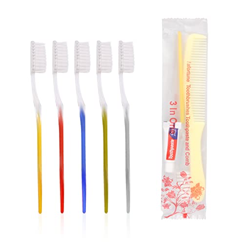 fafortune 20pcs Disposable Toothbrushes with Toothpaste and Comb for Homeless Individually Wrapped-Suitable for Hotel,Air Bnb,Shelter/Homeless/Nursing Home/Charity(20 pcs)