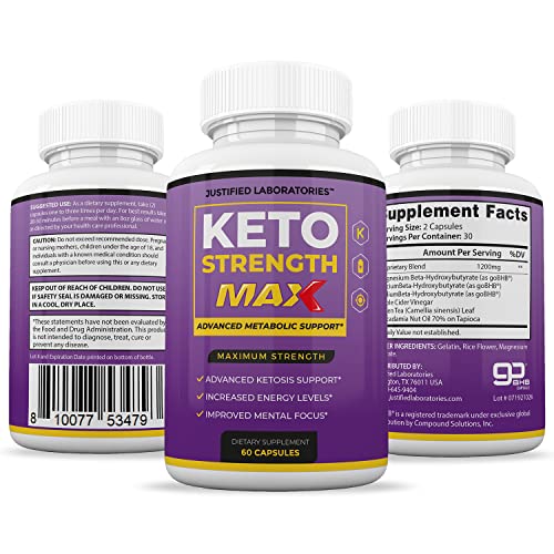 (3 Pack) Keto Strength Max 1200MG Pills Includes Apple Cider Vinegar goBHB Strong Exogenous Ketones Advanced Ketogenic Supplement Ketosis Support for Men Women 180 Capsules