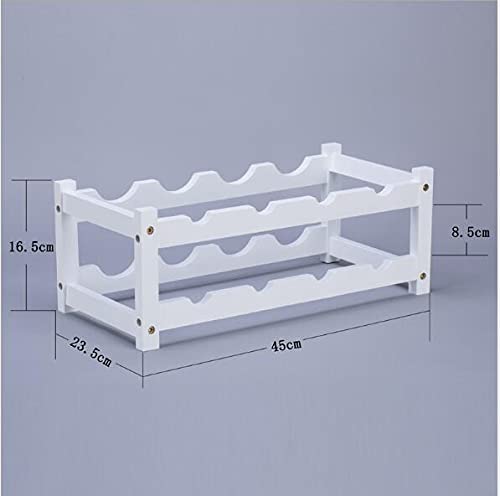 Kework 8 Bottles Wine Rack, 2 Tier Bamboo Wine Display Rack, Tabletop Wine Rack, Desktop Countertop Free Standing Wine Storage Shelf (8-Bottle & White)