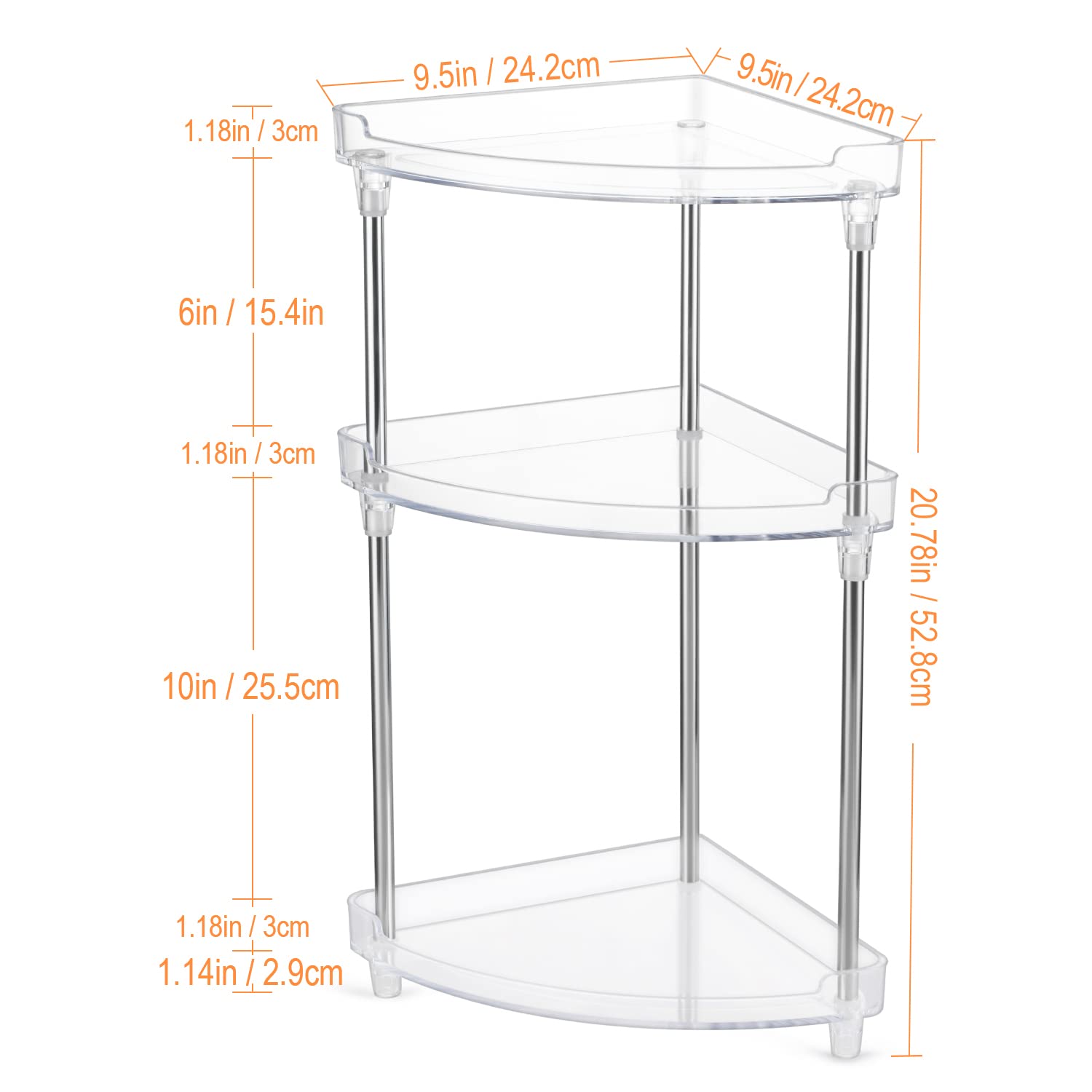 Argox Bathroom Organizer Countertop, Bathroom Finishing Countertop, Countertop Storage, Counter Storage, Storage Under The Sink,Transparent Bathroom Shelf