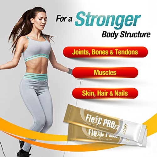 LABO Nutrition FlexC PRO EX, Full Spectrum Collagen, Type I, II, III, V & X, Peptan Collagen, Eggshell Membrane, Water Soluble Silica & Curcumin C3 Reduct, for Joint, Bones, Muscles, Nails, Skin