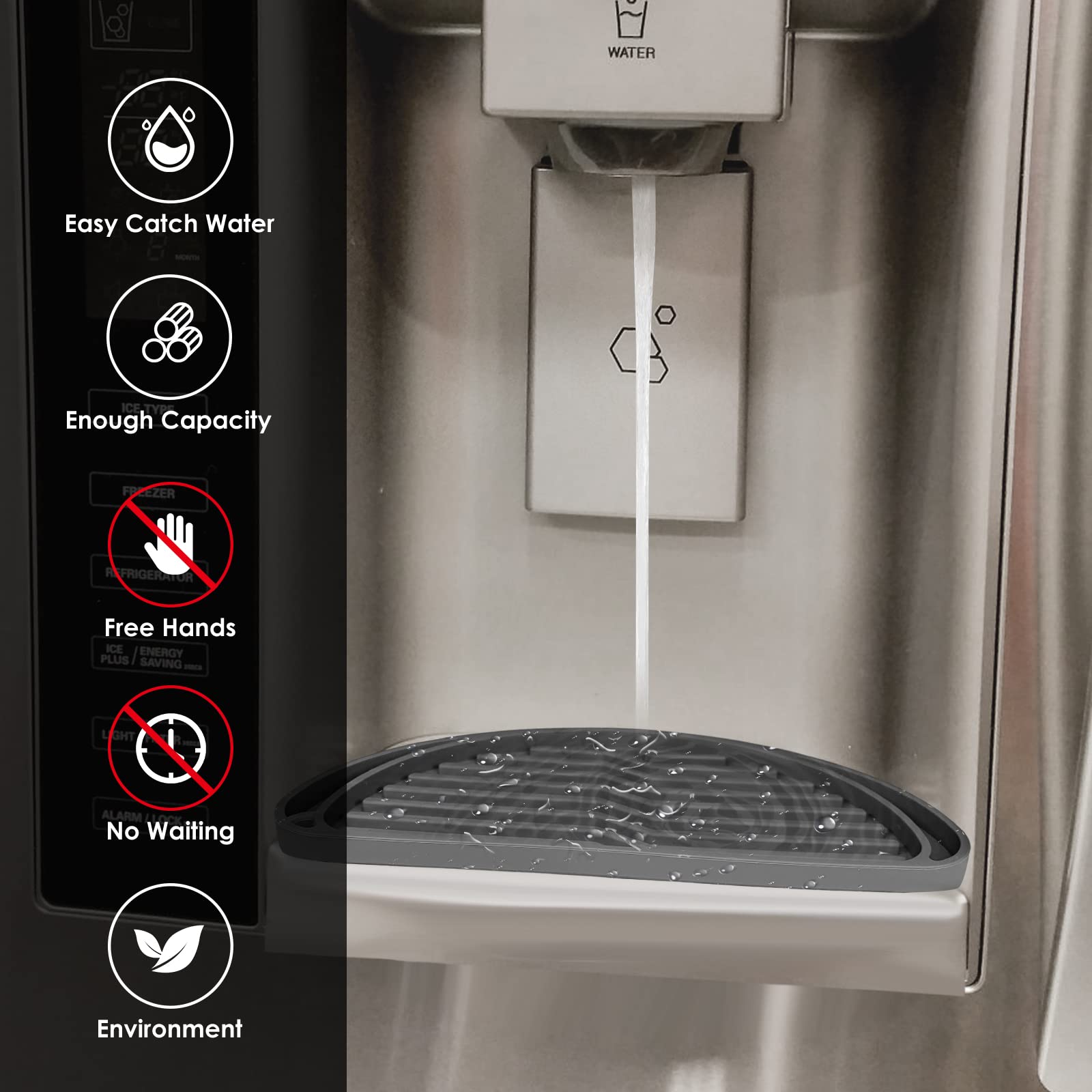 2 Pack Refrigerator Drip Catcher Tray,Protector Ice and Water Dispenser Pan,Prevents Hot Water From Overflowing Refrigerator Drainage,Fridge ice Maker Pad(Grey)(Cuttable Size)