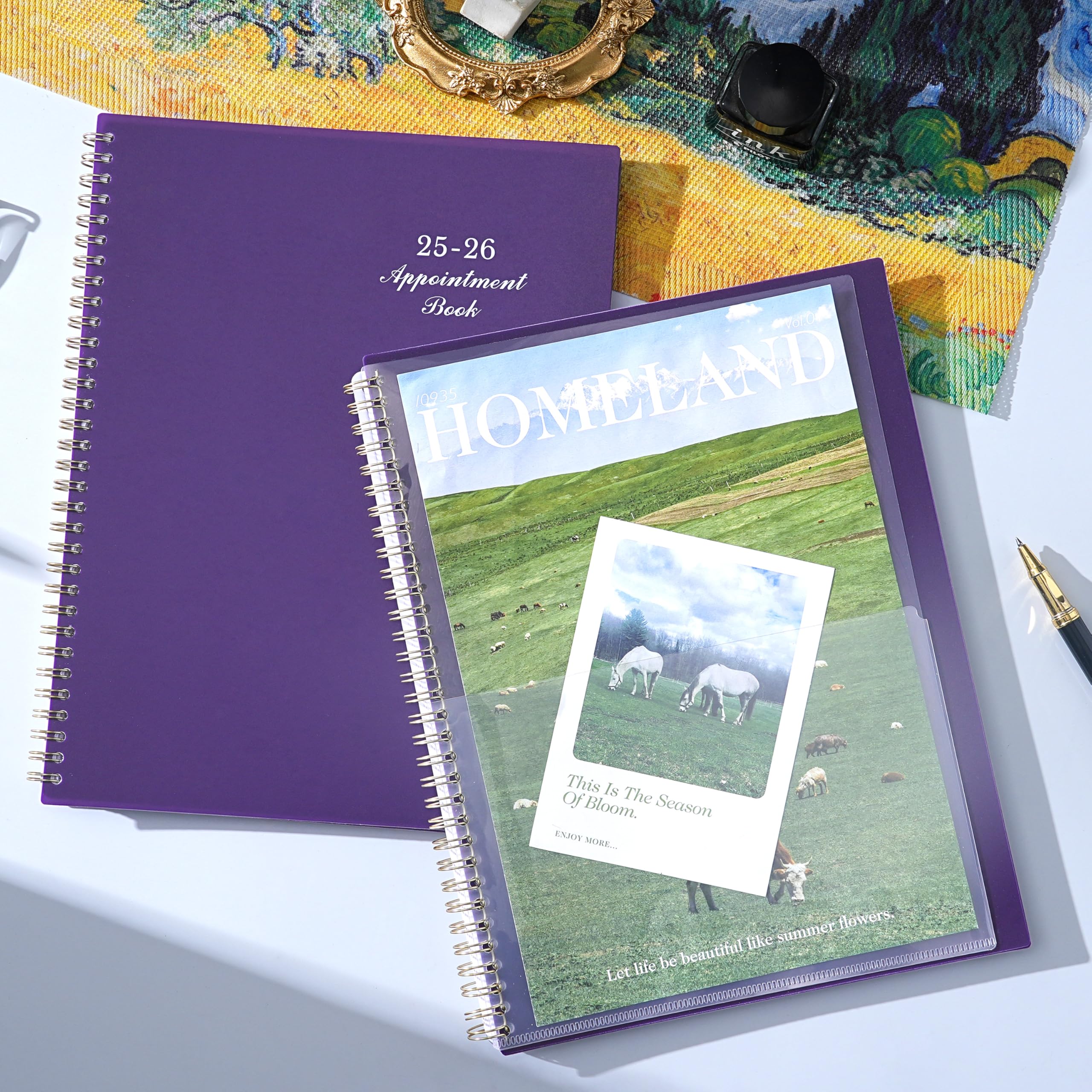 2023 Weekly Appointment Book & Planner - 2023 Daily Hourly Planner with Twin-Wire Binding, 8" x 10", Appointment Book from January 2023- December 2023, Hourly Interval, Lay - Flat, Round Corner, Thick Paper - Purple