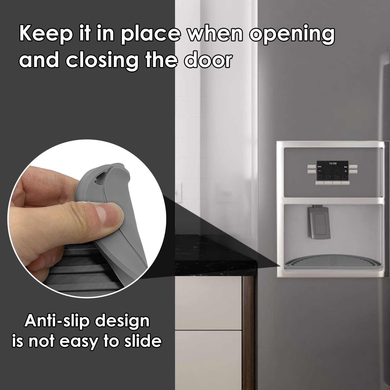 2 Pack Refrigerator Drip Catcher Tray,Protector Ice and Water Dispenser Pan,Prevents Hot Water From Overflowing Refrigerator Drainage,Fridge ice Maker Pad(Grey)(Cuttable Size)
