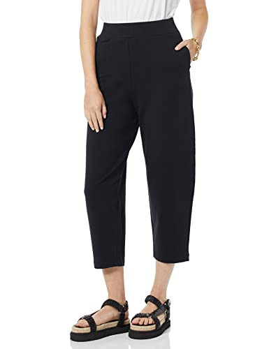 Daily Ritual Women's Terry Cotton & Modal Barrel-Leg Sweatpant, Black, Large