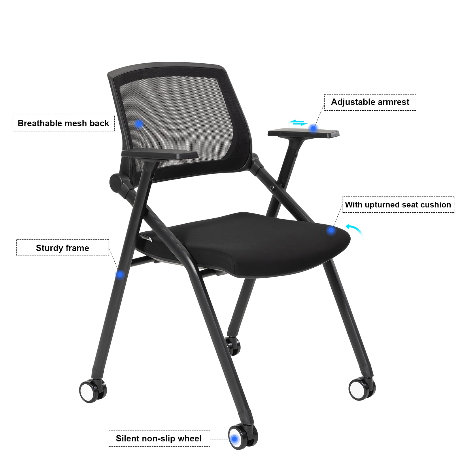 VACYOVKE 20 Pack Folding Chair with 280lb. Capacity Portable Nesting Commercial Seat for School Events Office Picnic Kitchen Conference Waiting Training Room